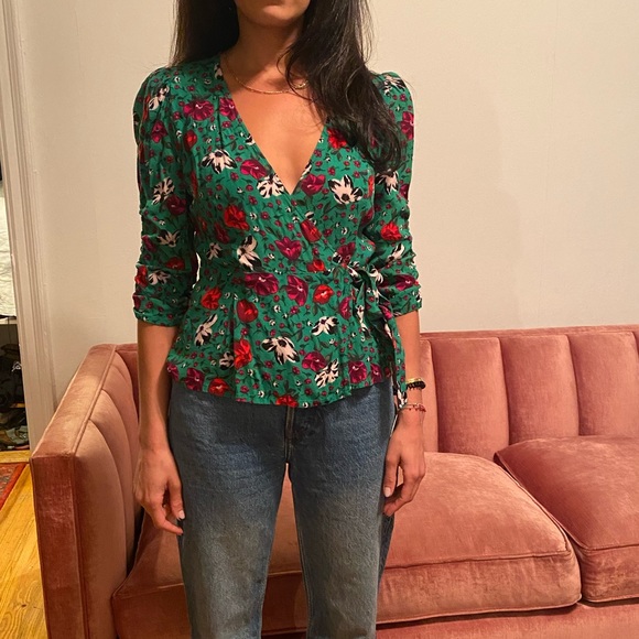 ba&sh | Tops | Bash Paco Green Floral Top | Poshmark
